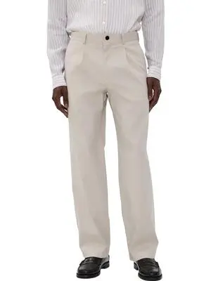 Theory Relaxed Pleat Cotton Pants - Silver Cloud