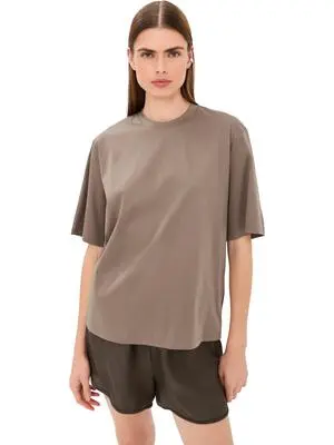RÓHE Oversized Cotton Silk T-Shirt Taupe