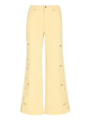 Good American Embroidered Wide-leg Denim Jeans - Yellow