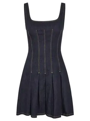 Alice + Olivia Hollis Pleated Mini Dress - Denim