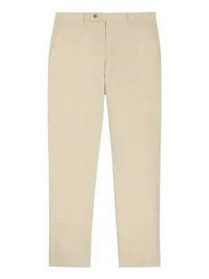 Sunspel Cotton And Linen-blend Tapered-leg Trousers - Ecru