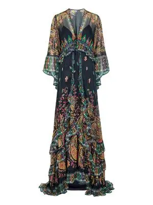Etro Printed Silk-chiffon Maxi Dress - Black