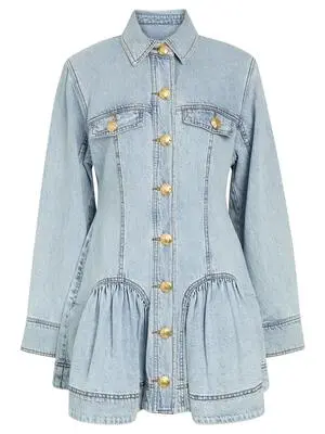 AJE Noa Gathered Denim Mini Dress