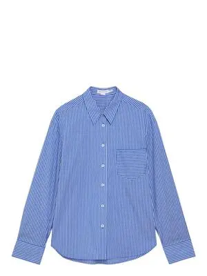 Good American Striped Cotton-blend Shirt - Blue