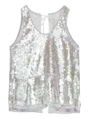 3.1 Phillip Lim Sequin Embellished Ribbon Top - Silver