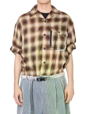 Kolor Plaid Pocket Shirt - Brown