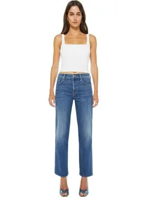 MOTHER The Mid Rise Rambler Zip Ankle Jeans - Blue