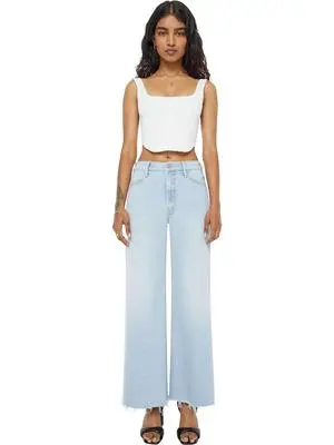 MOTHER Petite The Lil Hustler Roller Skimp Fray Jeans In Bring The Cooler - Light Blue