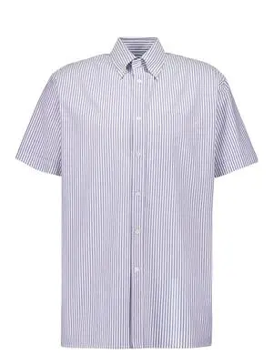 Valentino Garavani Striped Cotton Short-sleeved Shirt - Blue
