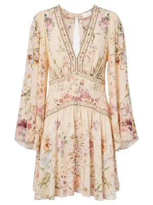 Camilla Embellished Floral Silk Minidress - Multicoloured