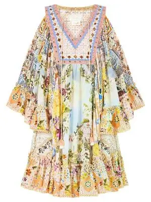 Camilla The Architects Of Alcázar Ruffled Mini Dress - Neutrals