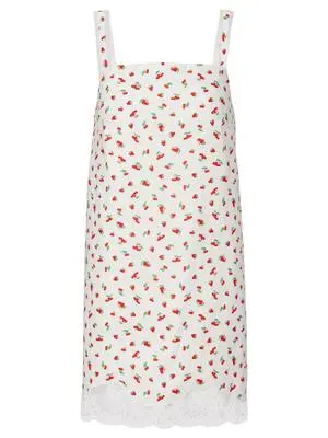 Posse Delia Lace-trimmed Printed Cotton Minidress - Multicoloured