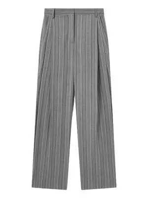 Stella McCartney Striped Straight-leg Wool Trousers - Gray