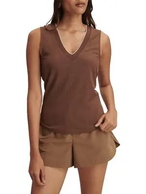 Varley Corby V-neck Modal Blend Tank - Pinecone