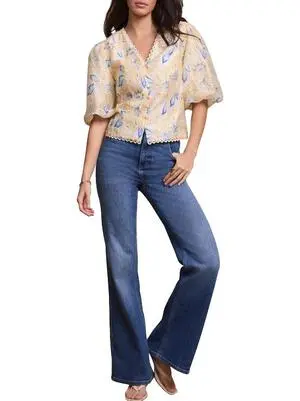 Mint Velvet Floral Puff Sleeve Blouse - Orange