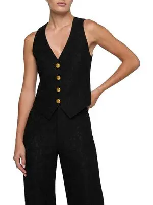 L'Agence Kino Bonded Lace Vest - Black