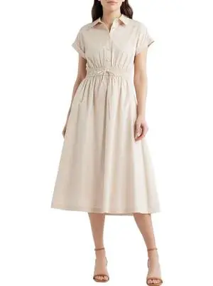 ZOE AND CLAIRE Tie Waist Midi Shirt Dress