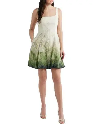 JULIA JORDAN Tropical Print Fit-and-Flare Minidress