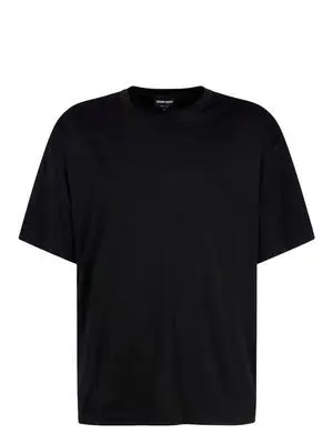 Giorgio Armani Embroidered Cotton-modal T-shirt - Black