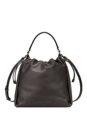 Brunello Cucinelli Soft Leather Mellow Bucket Bag Brown