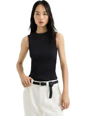 Brunello Cucinelli Ribbed Jersey Top - Black