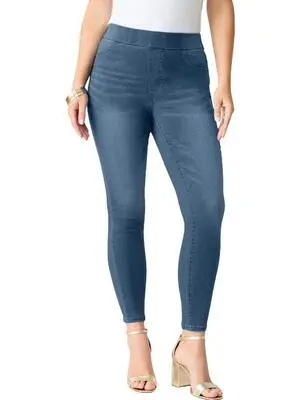 Roaman's 360° Stretch Embellished Jeggings - Medium Stonewash