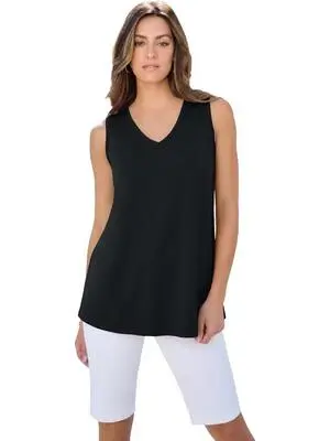 Roaman's Cotton Ultimate Swing Tank Top Black