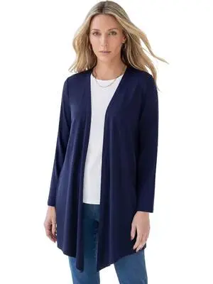 Roaman's Ultra Drape Open Front Cardigan Navy