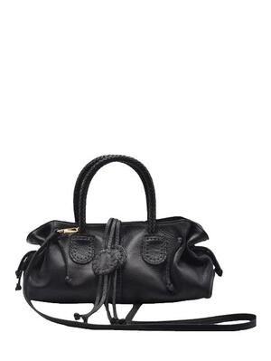 Carlos Falchi Mini Satchel Leather Bag - Black