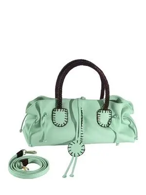 Carlos Falchi Mini Satchel Leather Bag - Lime