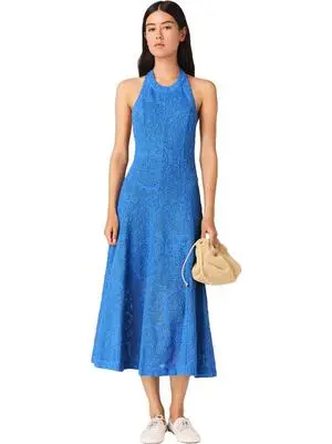 Maje Backless Guipure Maxi Dress - Blue
