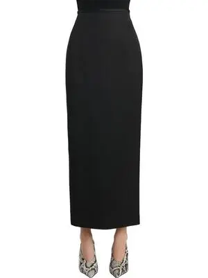 Khaite Winton Double Face Satin Pencil Skirt Black