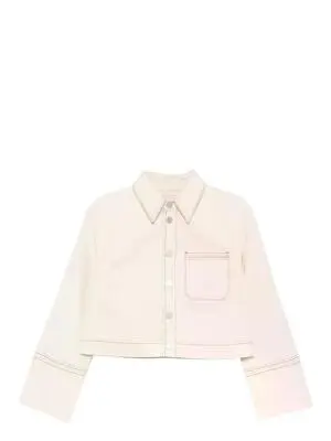 ALEMAIS Norma Stitch Cropped Denim Jacket - Neutrals