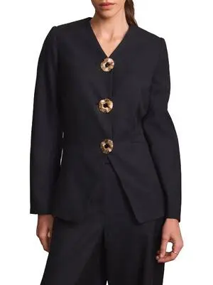 Mint Velvet Wool-blend Sculpted Jacket - Blue