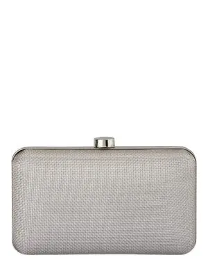 OLGA BERG Mesh Frame Clutch - Silver