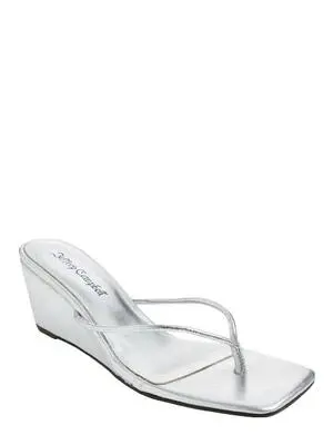Jeffrey Campbell Simplicity Wedge Flip Flop Silver