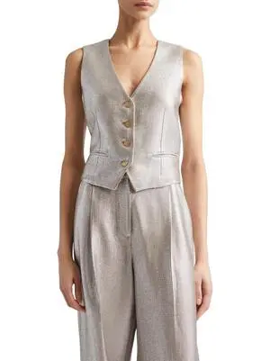 ST. JOHN Lamé Suiting Vest