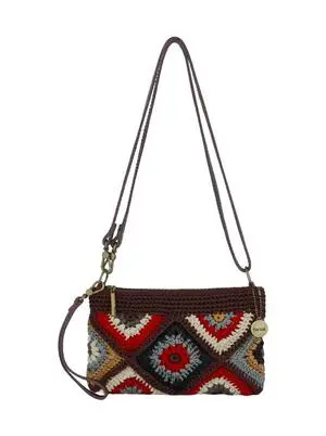 THE SAK Vita Hand-Crochet Crossbody Wristlet Walnut Patch