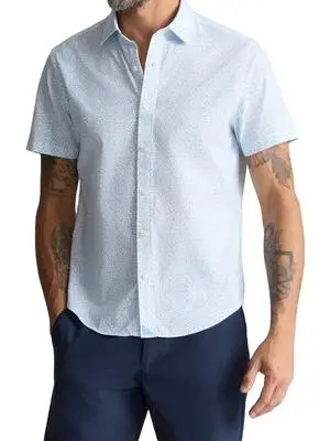 UNTUCKIT Brookstone Dandelion Print Short Sleeve Performance Button-up Shirt Blue