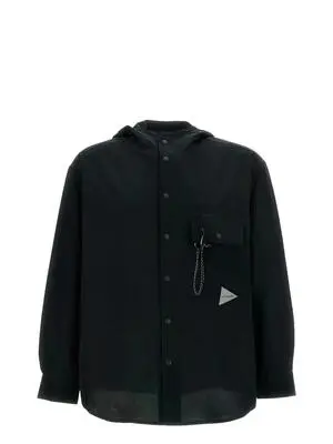 AND WANDER Chest-pocket Hooded Jacket - Black