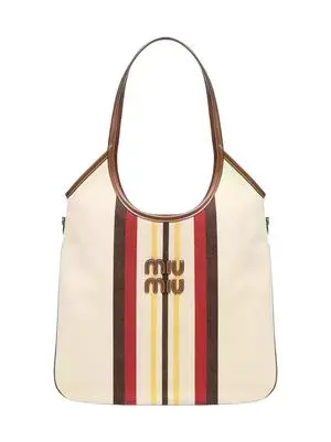 Miu Miu Striped-pattern Tote Bag - Neutrals