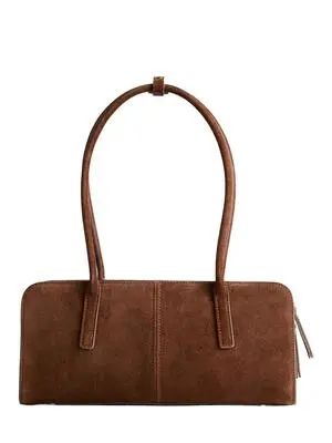 Quince Quince Bea Suede Shoulder Bag Chocolate Brown