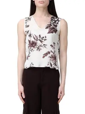 Liu Jo Sleeveless V-neck Floral Print Top - White
