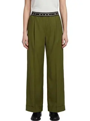 Marni Virgin Wool Palazzo Trousers - Green
