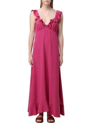 Chloé Ruffled V-neck Maxi Dress - Violet