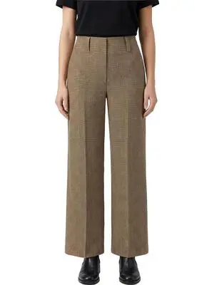 Brunello Cucinelli Plaid Wide Leg Trousers - Brown