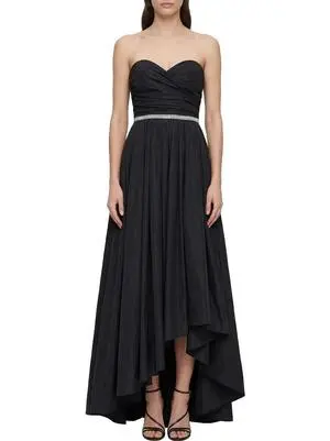 Pinko Pinko Strapless High-Low Gown With Embellished Belt Black
