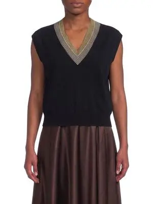Brunello Cucinelli Sleeveless V-neck Waistcoat - Black