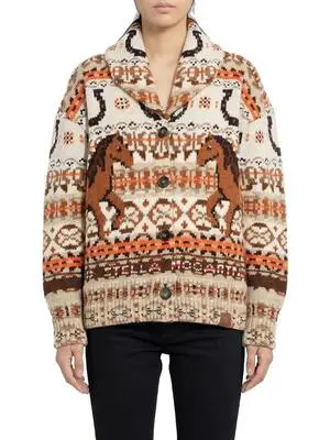 Stella McCartney Horse Print Shawl Collar Cardigan - Multicolor