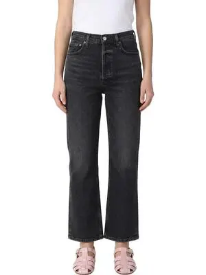 AGOLDE High Rise Straight Leg Jeans - Black